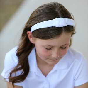 White Top Knot Headband - School Uniform Headbands, Girl's Top Knot ...