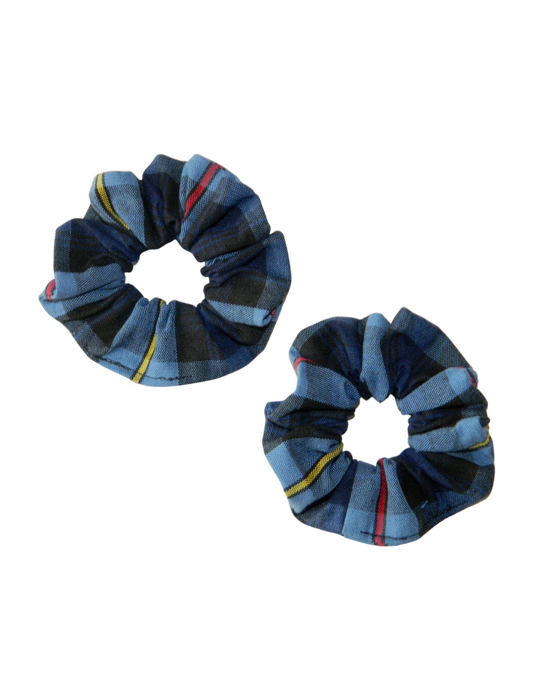 Navy, Red & Yellow Plaid Pigtail Scrunchies - Plaid 41 Scrunchies ...