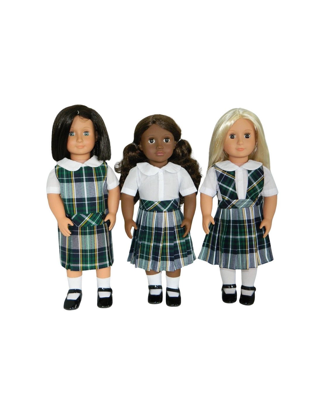 Green, Navy & Yellow Plaid Doll Uniform Set - 18 Inch Doll Uniform ...