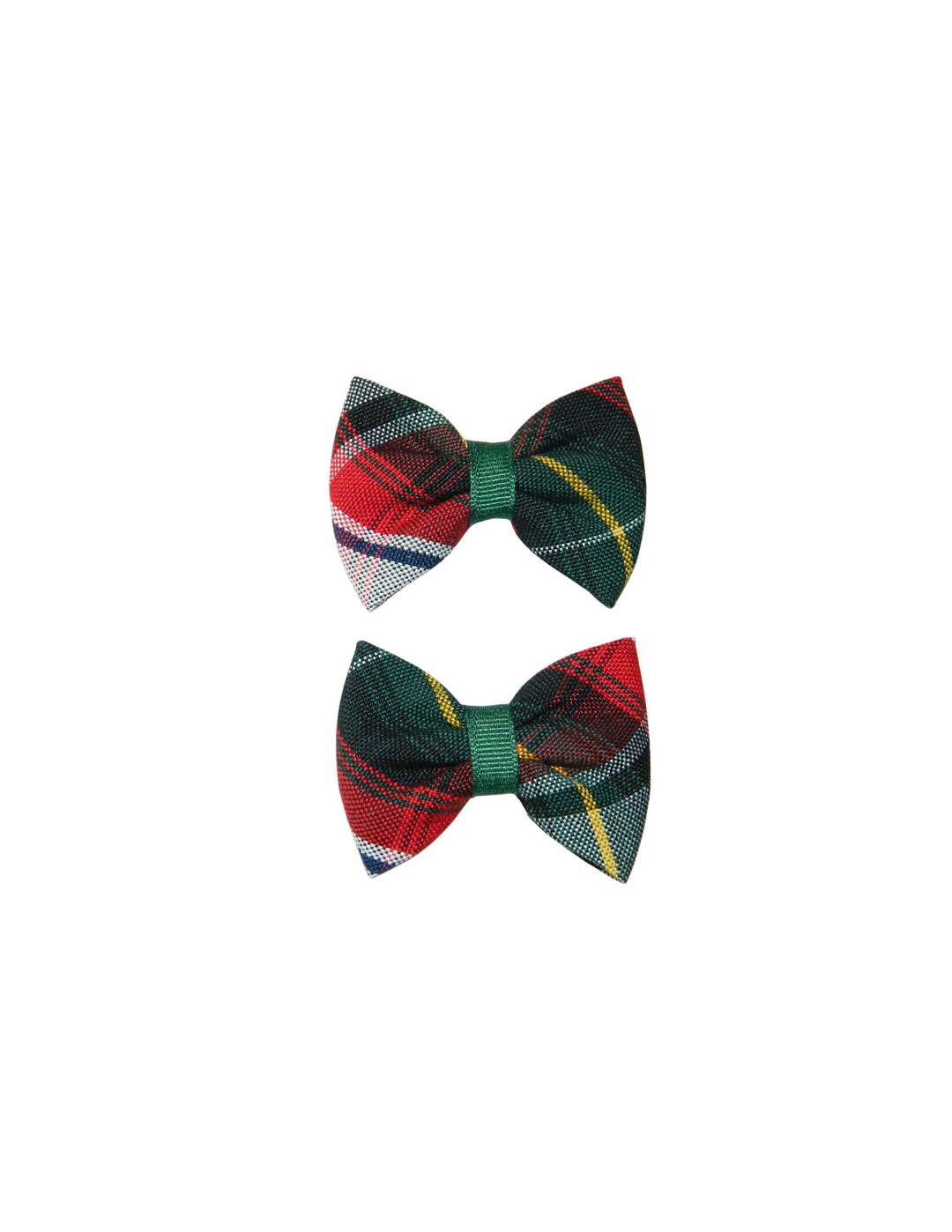 Hunter Green, White & Red Plaid Pigtail Bows - School Uniform Hair Bows ...