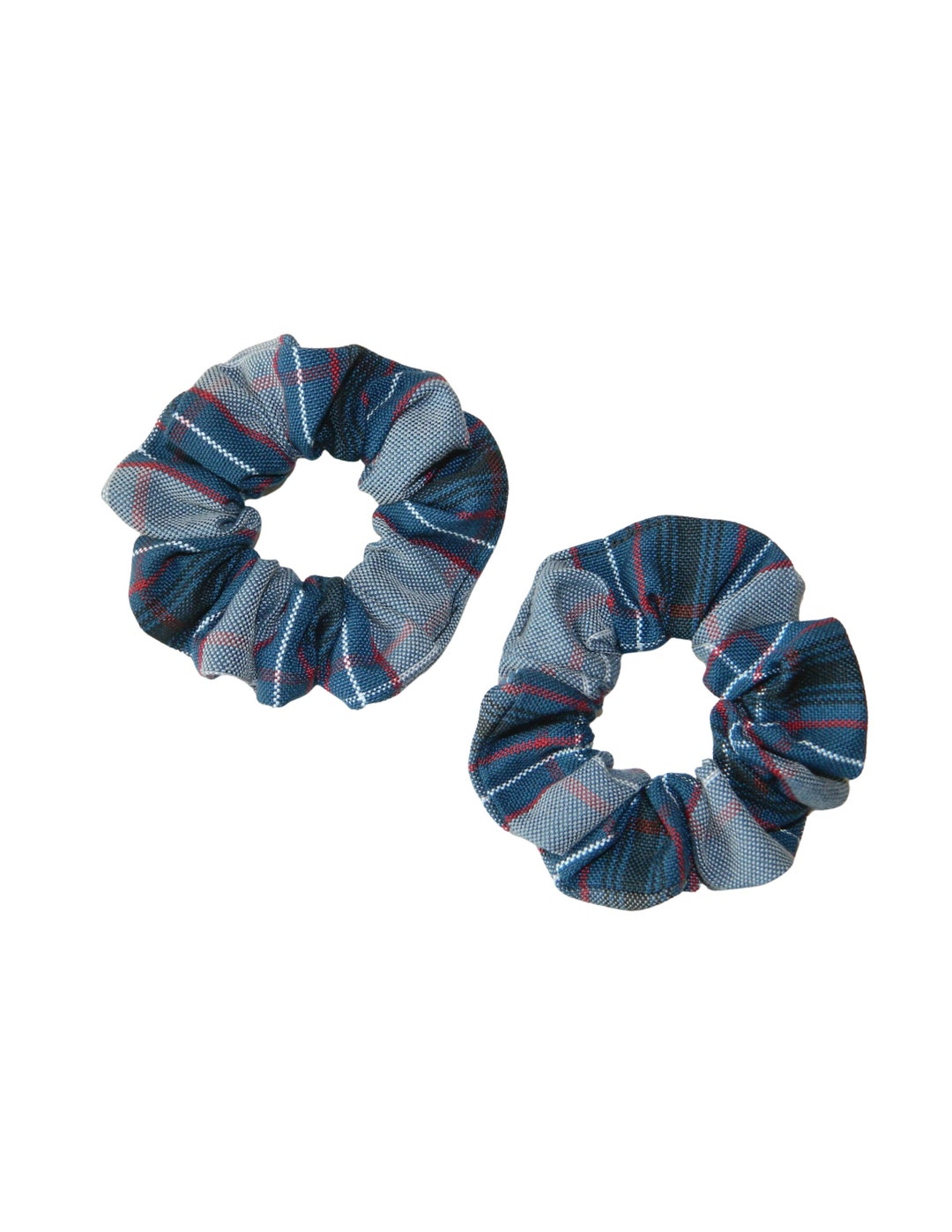 Navy, Gray & Red Plaid Pigtail Scrunchies School Plaid Scrunchies ...