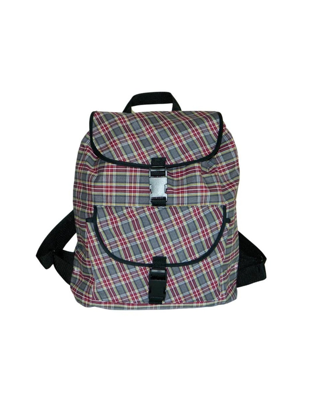 Burgundy, Gray & Yellow Plaid Backpack Plaid 43, School Plaid Backpacks ...