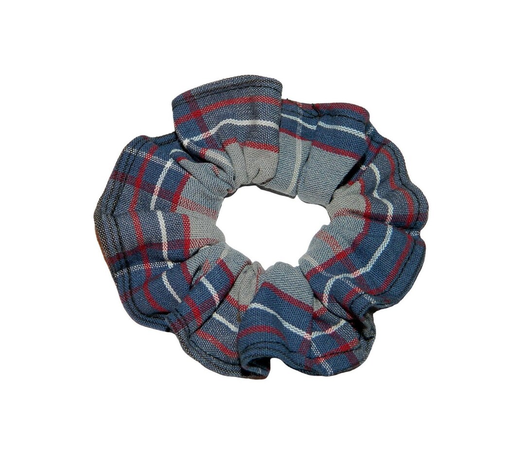 Navy, Gray & Red Plaid 53 or 82 Scrunchie - School Uniform Scrunchies ...
