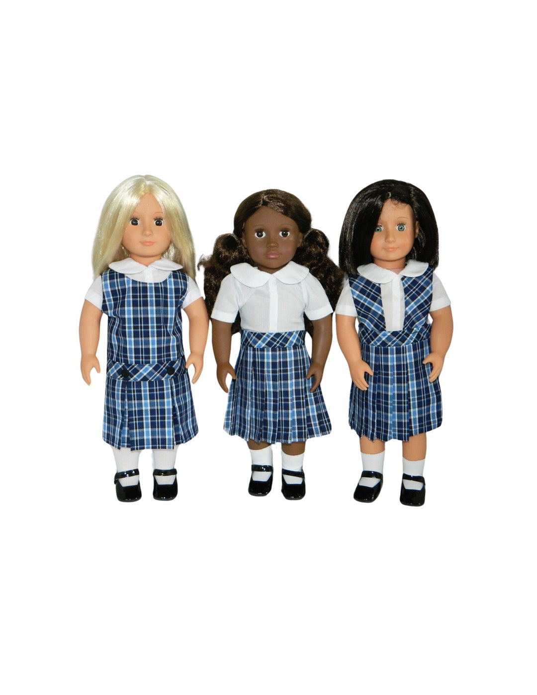 Navy & Blue Plaid 120 Doll Uniform Set - 18 Inch Doll School Uniform ...
