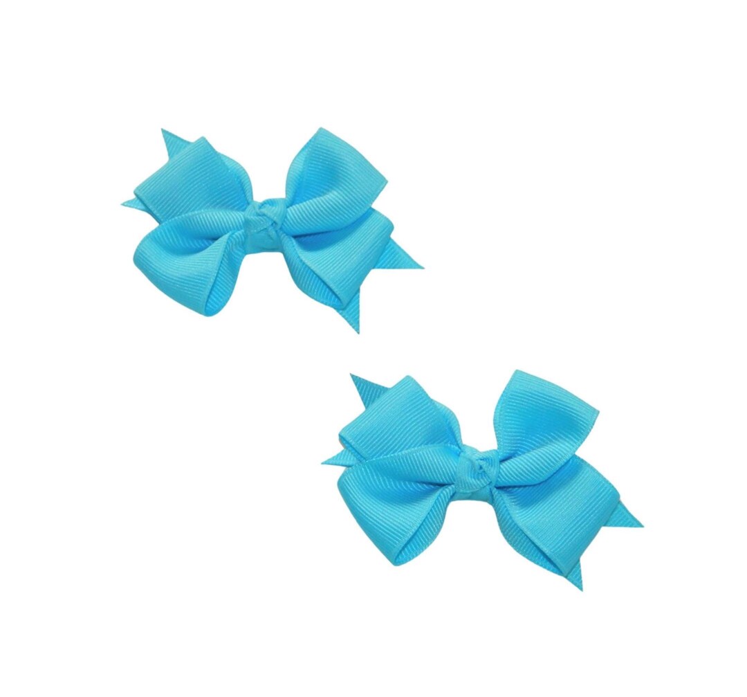 Bright Blue Beth Pigtail Bows - Bright Blue Hair Bows, Blue Pigtail ...