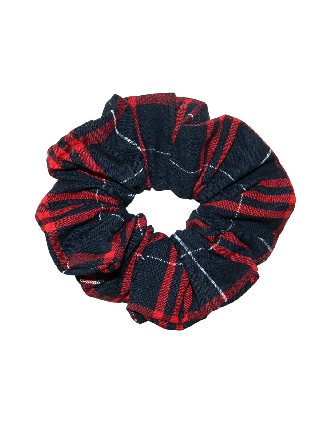 Navy & Red Plaid Oversized Scrunchie - School Uniform Plaid Scrunchies ...