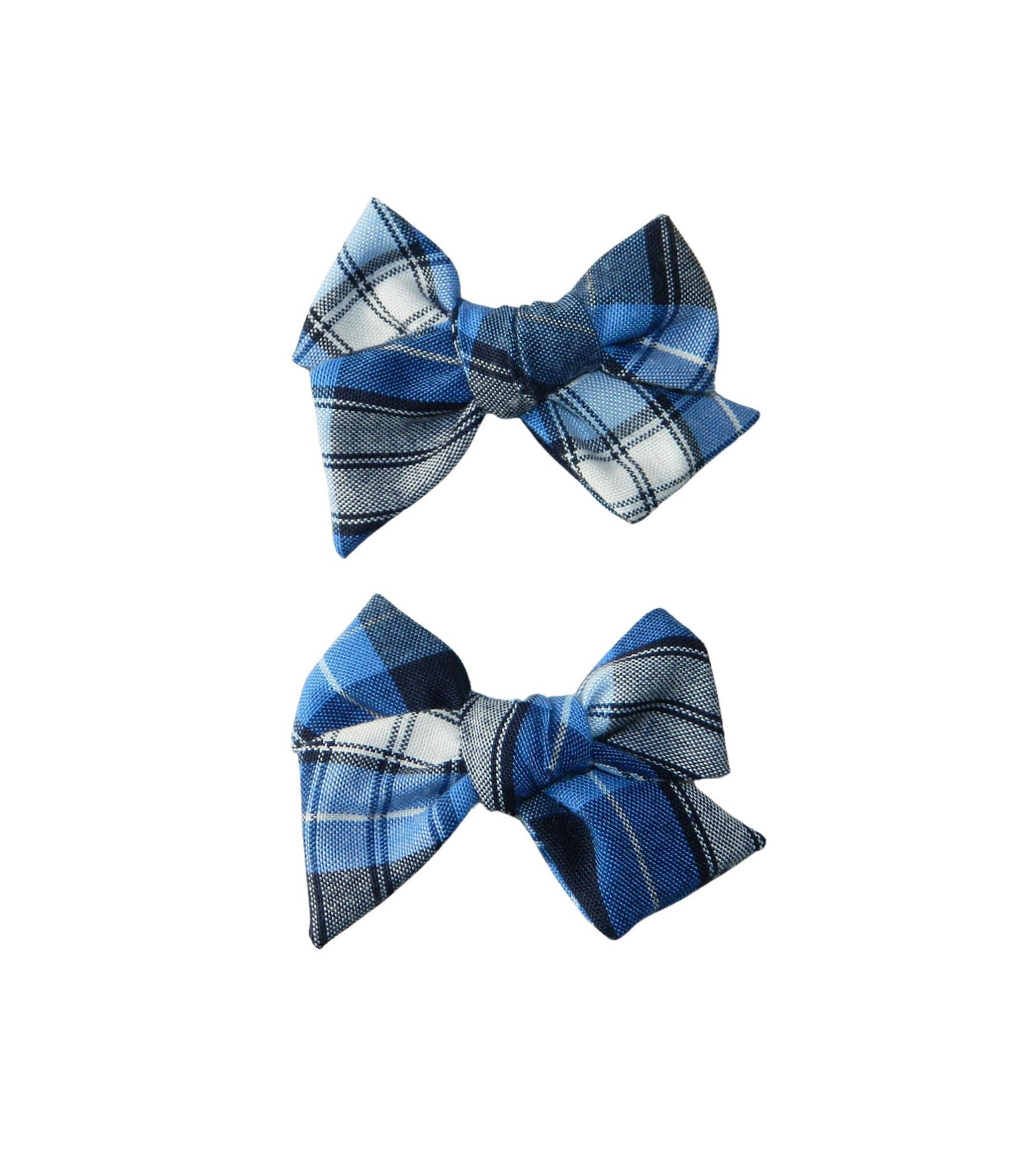 Navy, Lt Blue & White Plaid 76 Butterfly Pigtail Bows - School Uniform ...