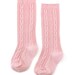 Girl's Pink Cable Knee High Socks Girl's Socks, Girl's Lt Pink Socks ...