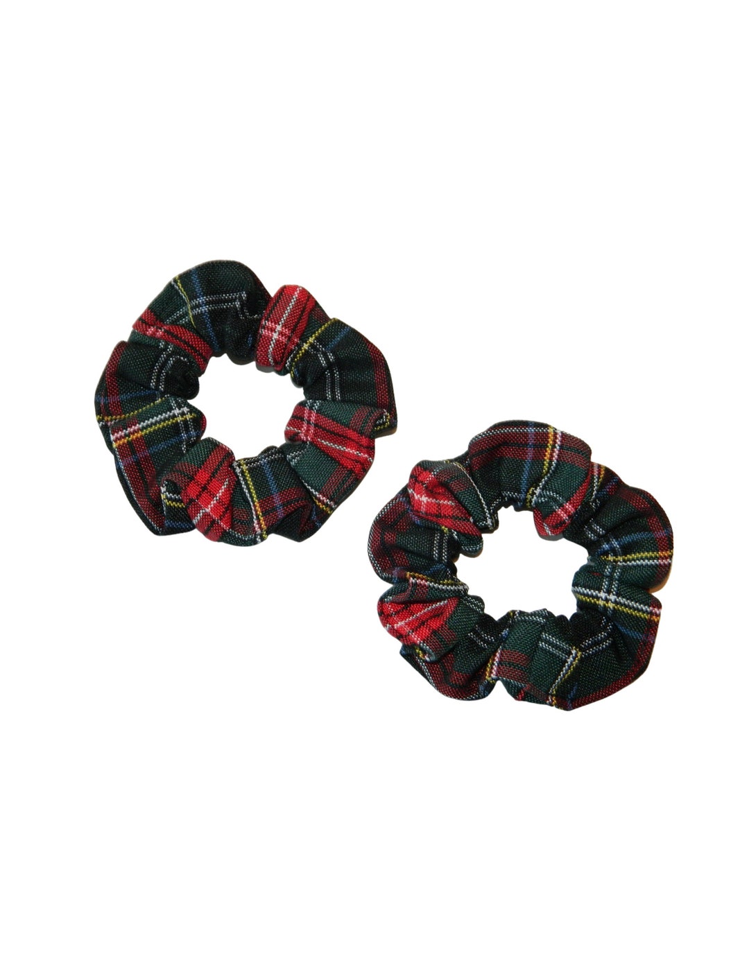 Black, Red & Green Plaid Pigtail Scrunchies - Plaid 63, School Plaid ...