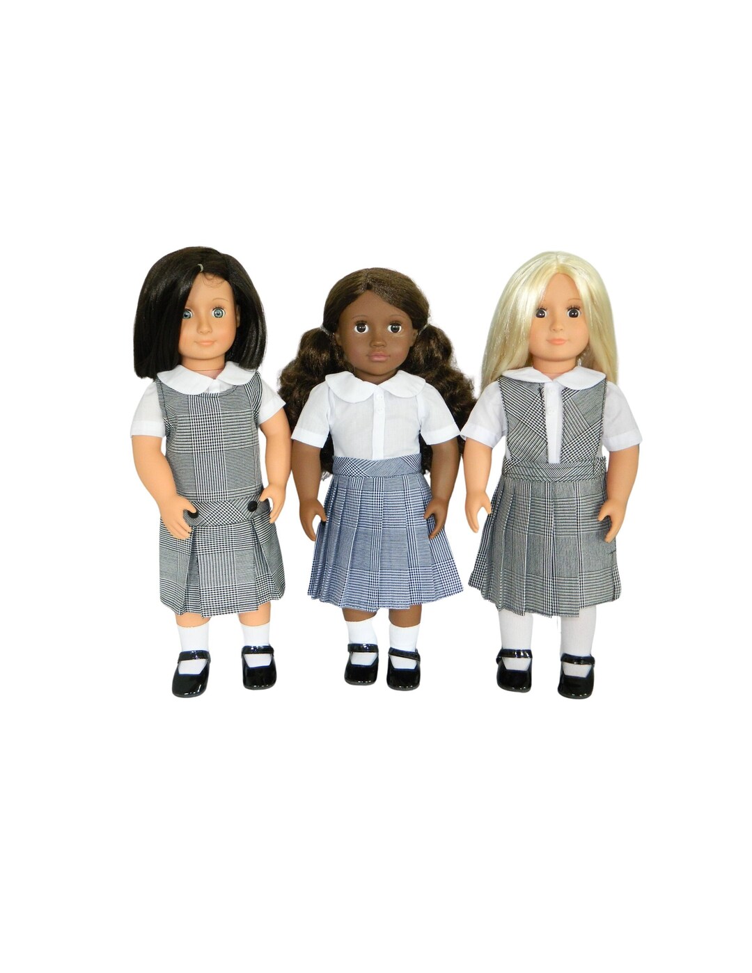 Navy or Black Glen Plaid Doll Uniform - Glen Plaid Doll School Uniform ...