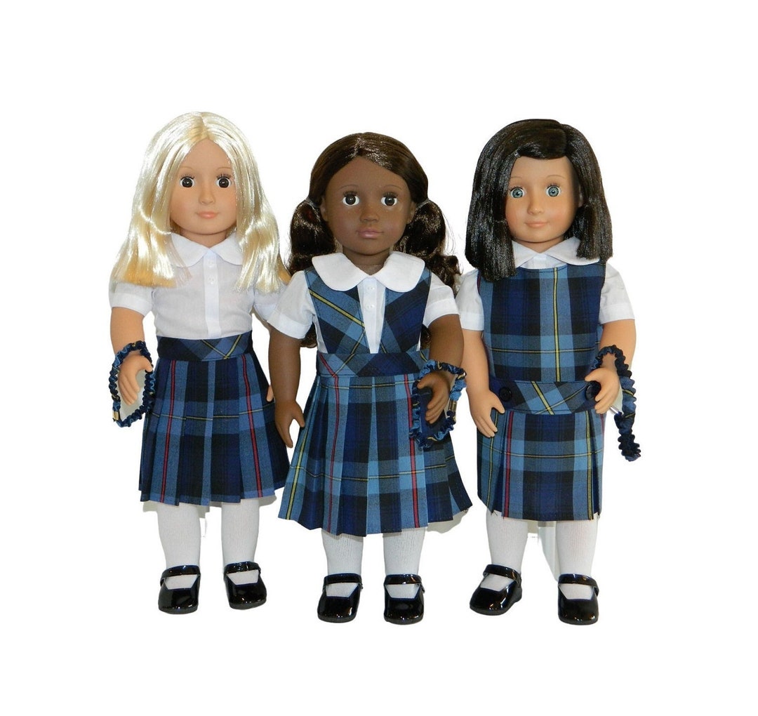Navy, Red & Yellow Plaid Doll Uniform Set - 18 Inch Doll Uniform, Plaid ...