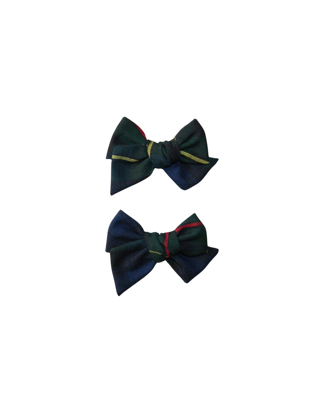 Navy, Forest, Red & Yellow Plaid Butterfly Pigtail Bows - School ...