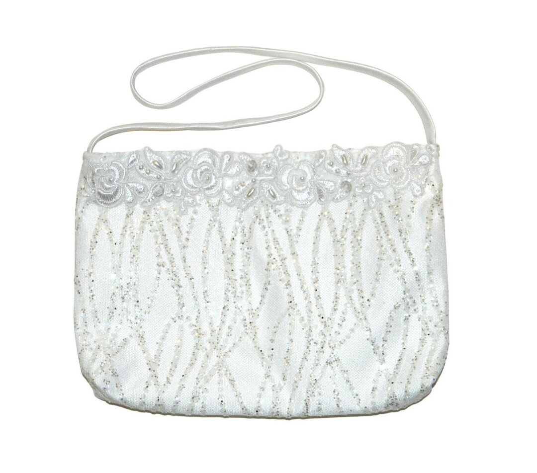 Girl's White Tulle & Lace Purse Girl's Communion Purse, Girl's Fancy ...