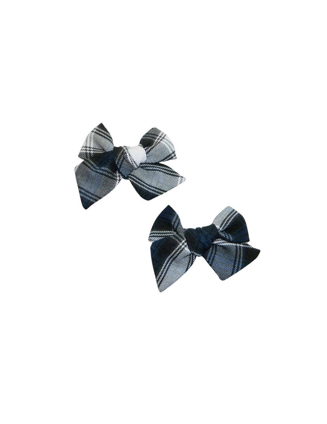 Navy & White Plaid 64 Butterfly Pigtail Bows - School Uniform Plaid ...