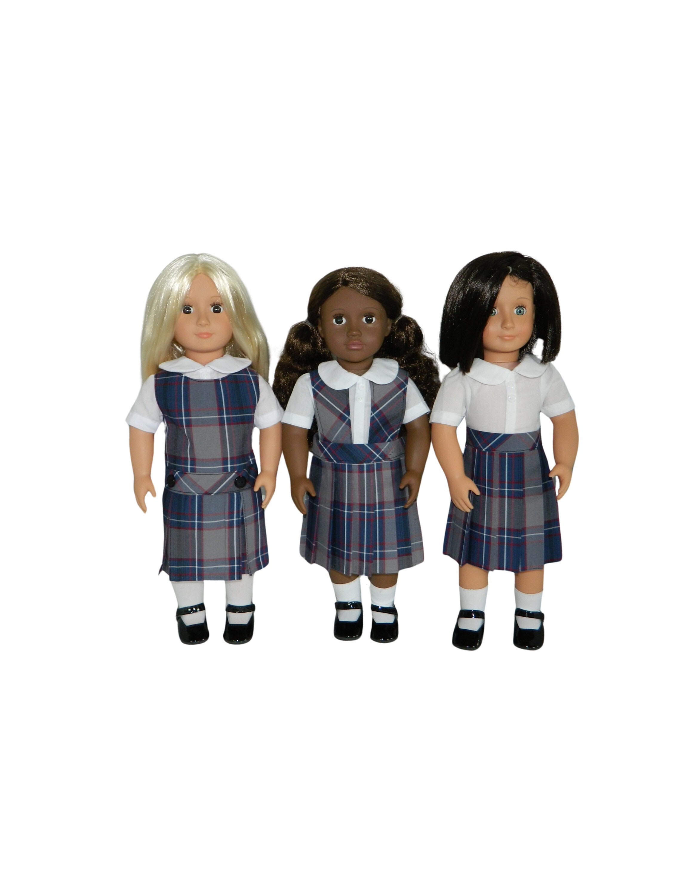 Navy, Gray & Red Plaid 53 or 82 Doll Uniform Set - 18" Doll School ...