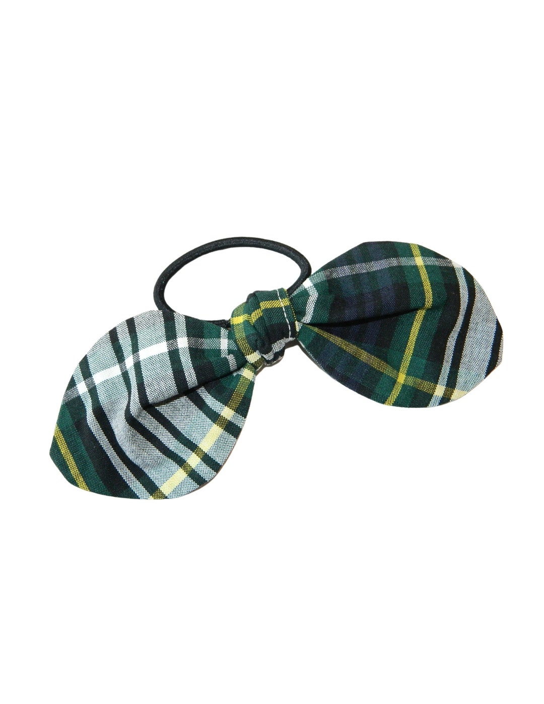 Navy, Forest, White, & Yellow Plaid Hair Tie - Plaid Scrunchies, School ...