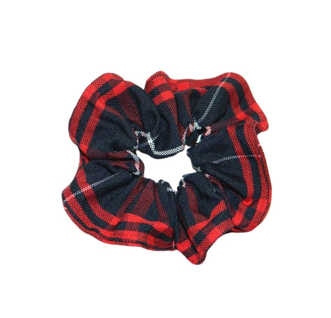 Navy & Red Plaid Scrunchie - School Uniform Scrunchies, Navy and Red ...