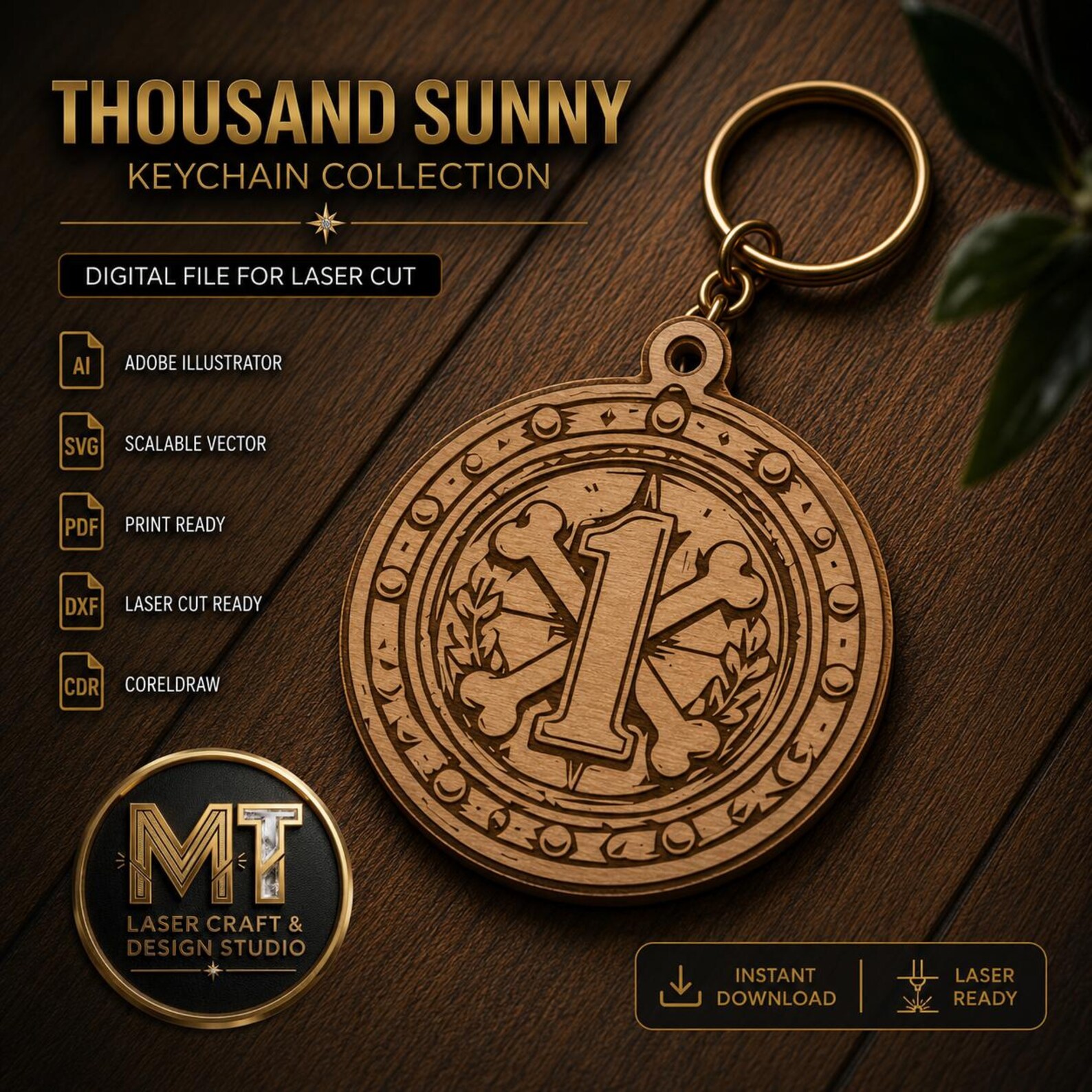 Thousand Sunny Keychain Collection SVG Bundle | One Piece Laser Cut ...