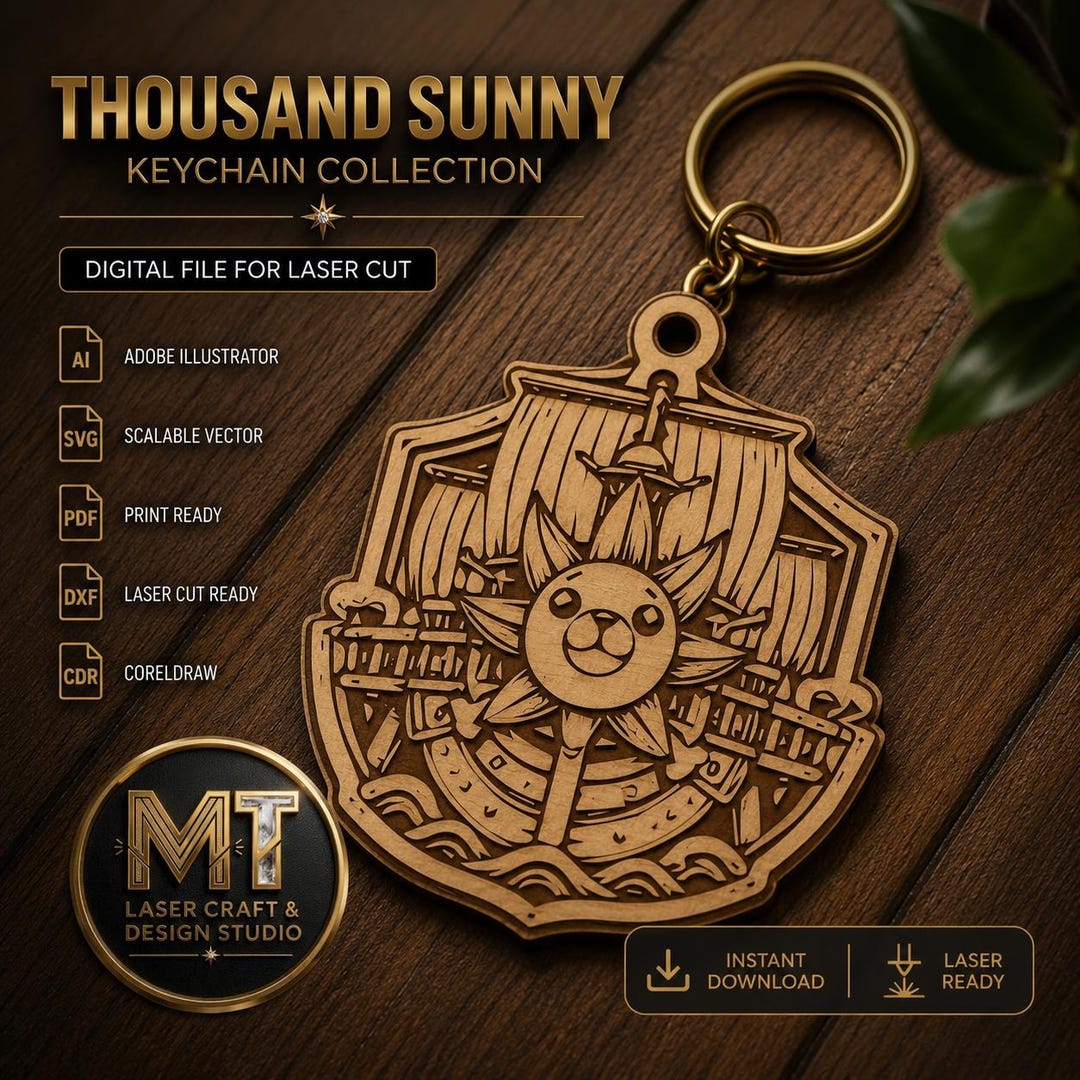 Thousand Sunny Keychain Collection SVG Bundle | One Piece Laser Cut ...