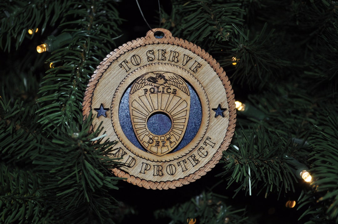 Police Ornament - Wood Plaque Sign Christmas Gift United States US ...