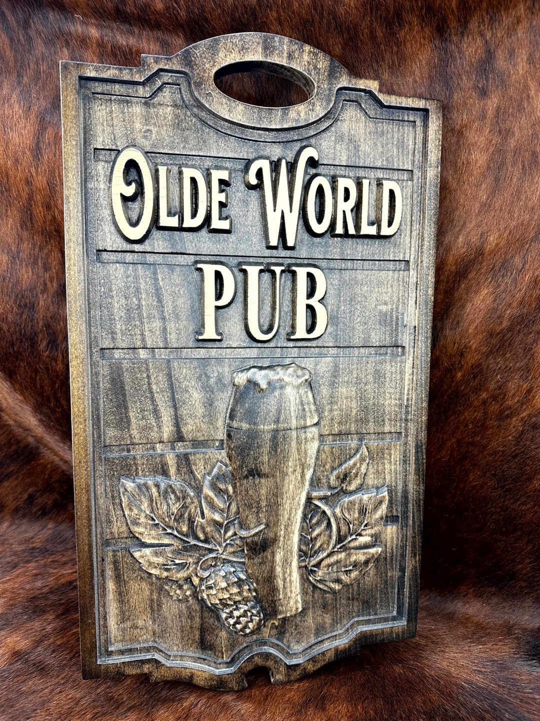 Personalized Pub Sign - Name Signs Carved Custom Wooden Last Name ...