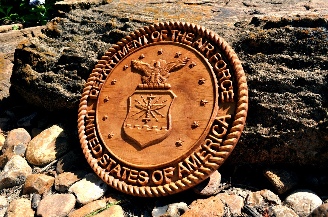 Round Air Force - Plaque Sign Wedding Gift Custom Carved Fine Furniture ...