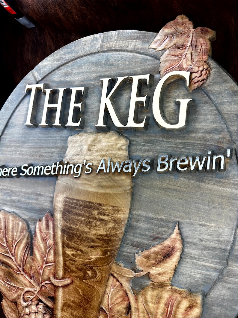 Personalized Brewery Sign: Carved Wood Bar Decor With Pilsner & Hops - Etsy