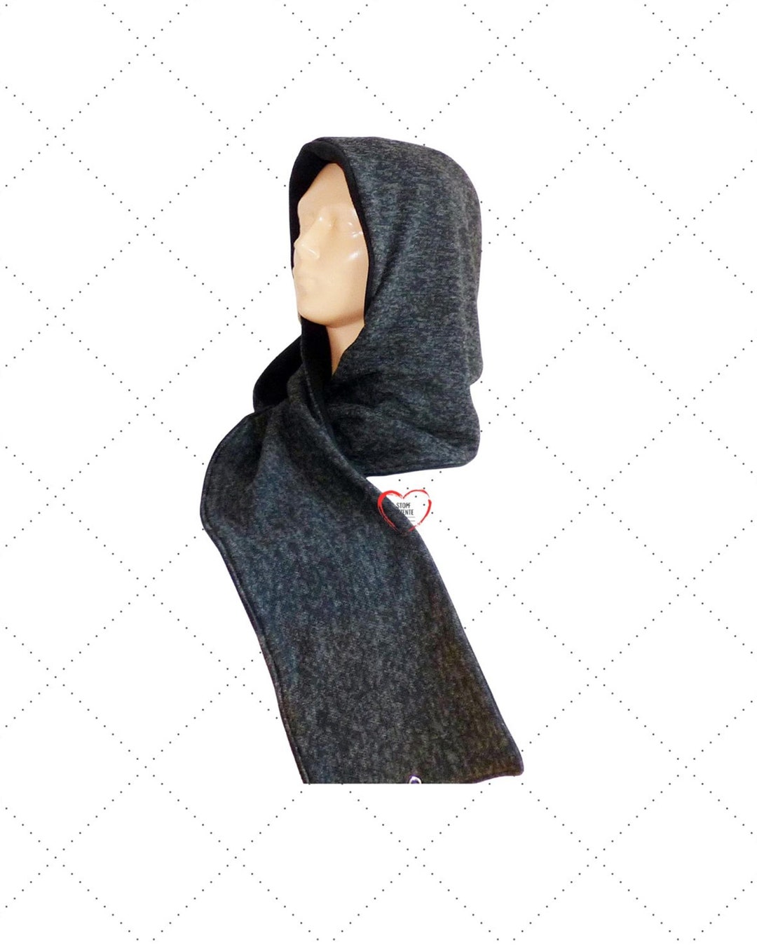 Hooded Scarf (long) Black Heather, Burgundy - Etsy