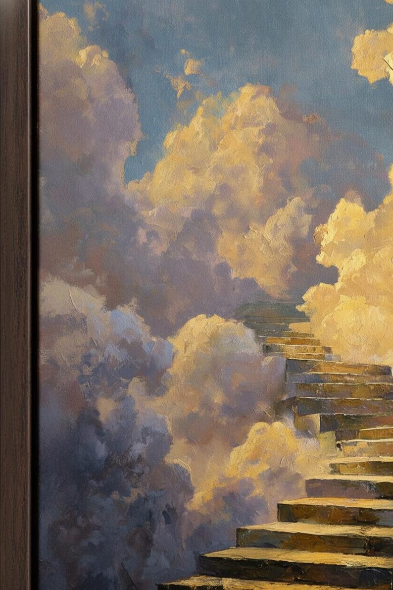 Stairway to Heaven Oil Painting | Jacob's Ladder Christian Wall Art ...
