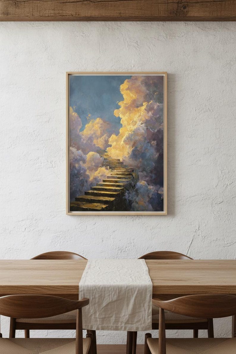 Stairway to Heaven Oil Painting | Jacob's Ladder Christian Wall Art ...