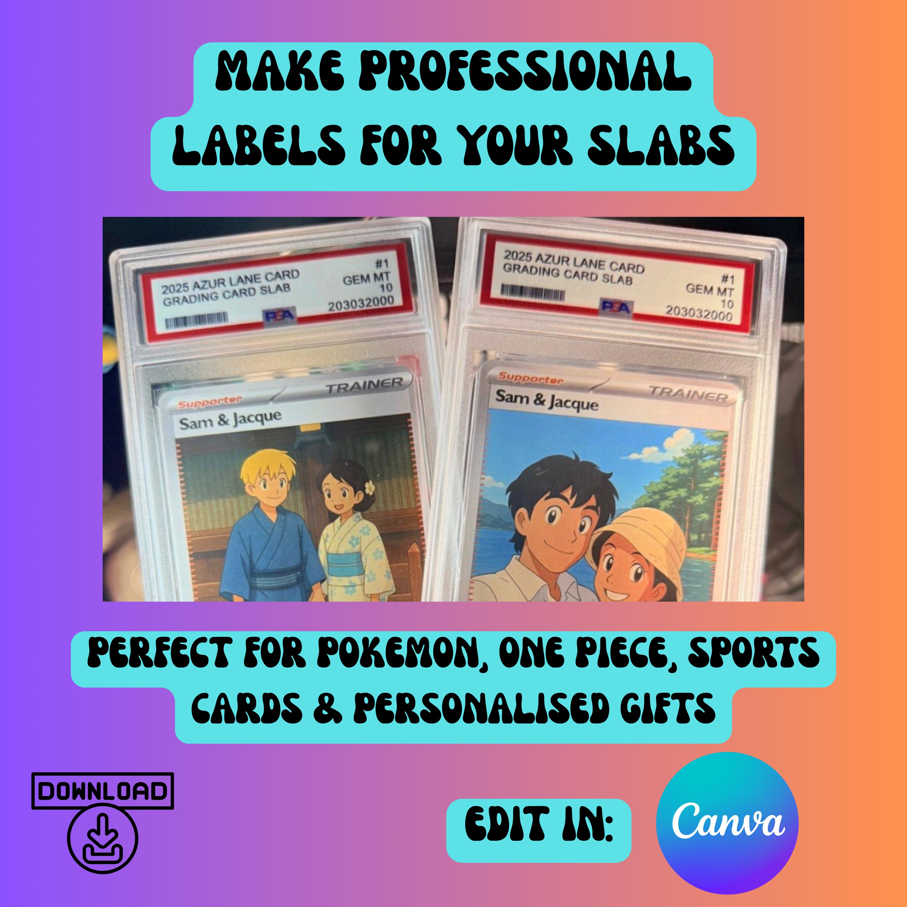 Editable Card Slab Label Template | DIY TCG Grading Sticker | Custom ...