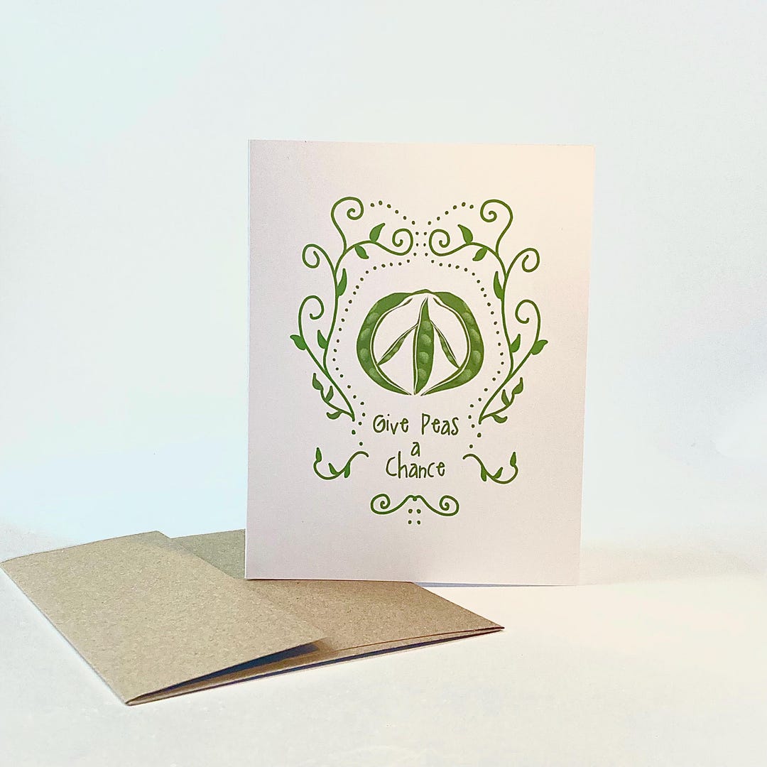 Give Peas A Chance Greeting Card: Pun Peace Sign Blank Card - Etsy