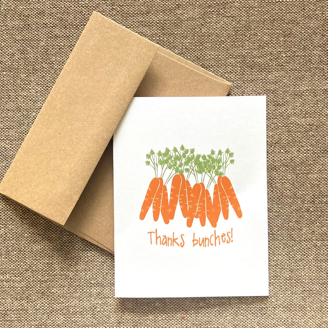 Thanks Bunches Carrot Card: Funny Thank You Notecard - Etsy