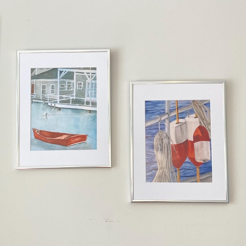 Nautical Watercolor Art Bundle: Cape Cod Buoys & Boat Prints, Notecard ...