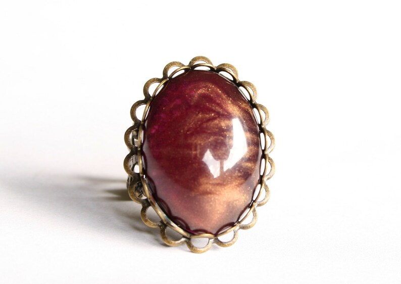 Purple and Gold Marble Ring - Etsy