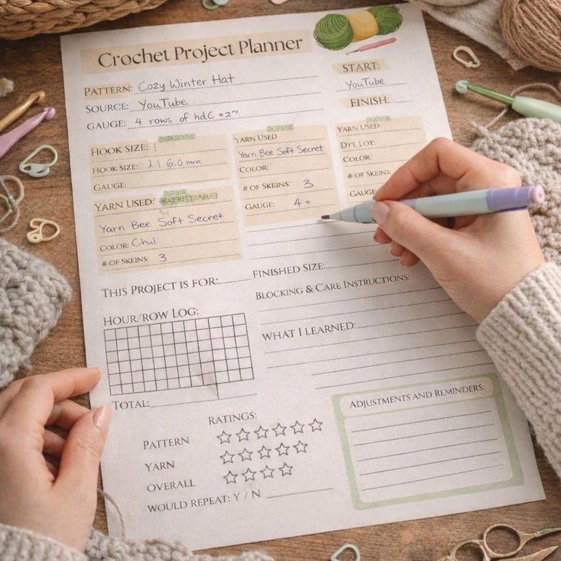 Crochet Project Planner Printable PDF | Crochet Journal Pages | WIP ...