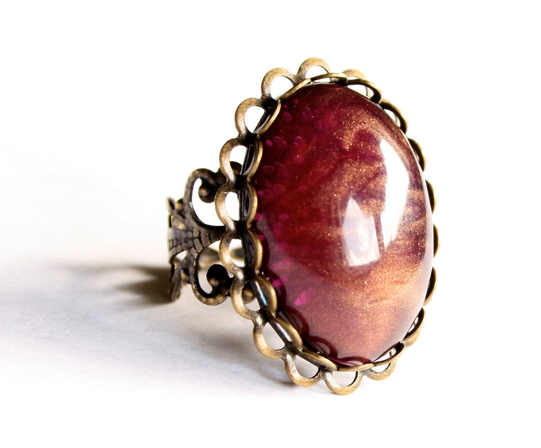 Purple and Gold Marble Ring - Etsy