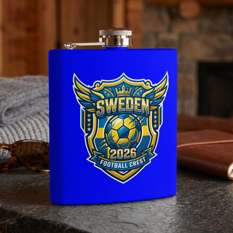 Sweden Football Crest Flask | 2026 World Cup Stainless Steel Insulated ...