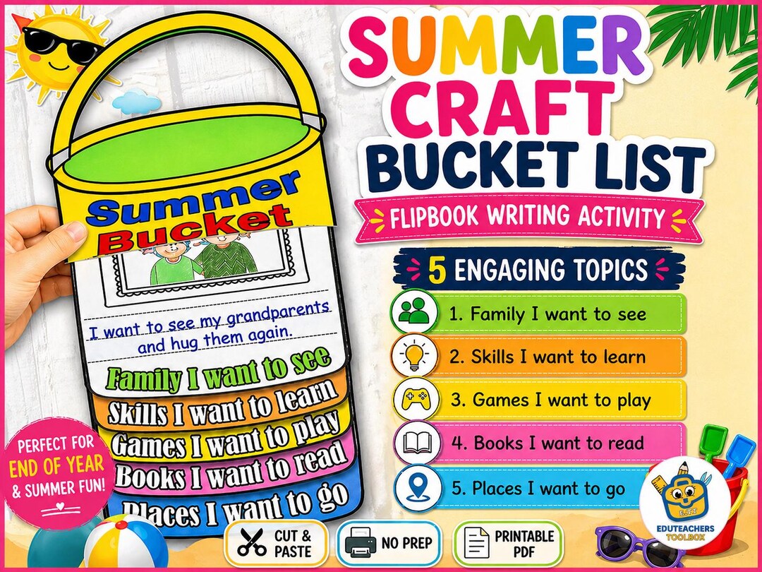 Summer Craft Bucket List Flipbook | End of Year Activity | Printable ...