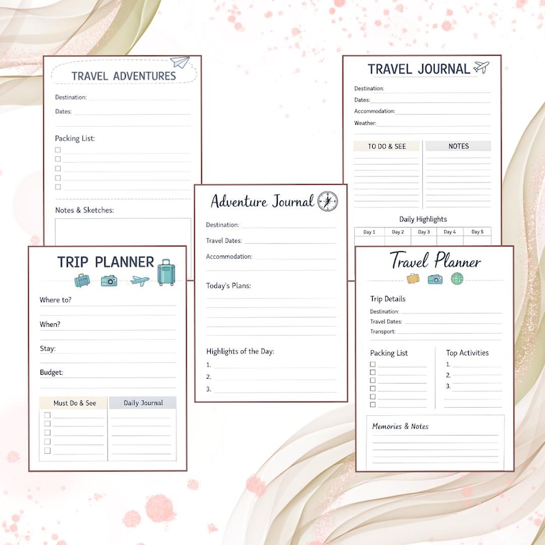 Travel Journal Planner | Trip Itinerary Organizer (PDF PNG) - Etsy