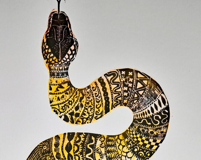 Large Snake Woodcut Limited Edition Print - Etsy UK