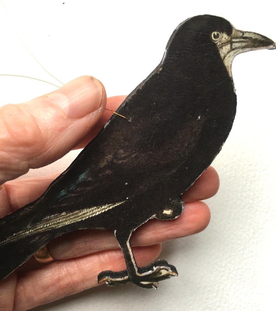 Wooden Decoupaged Crow Decoration - Etsy