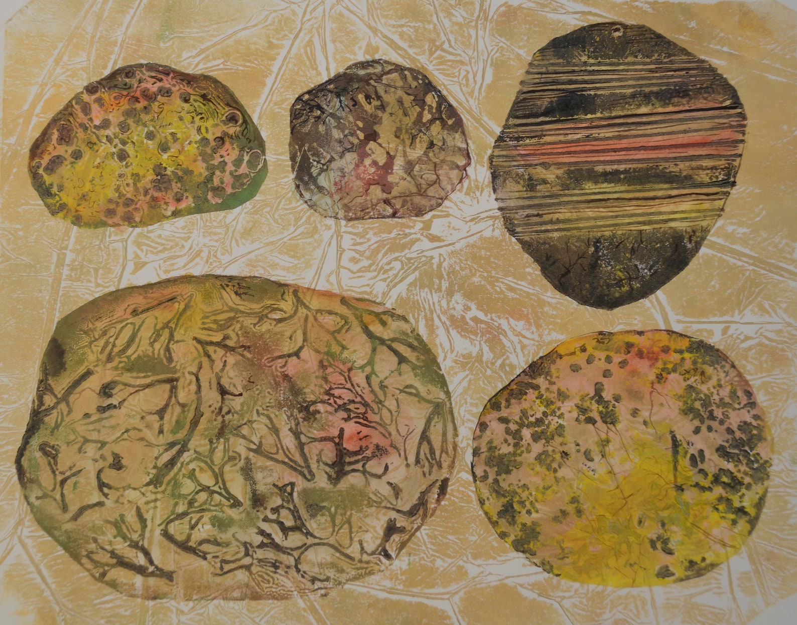 Five Stones Collagraph - Etsy UK