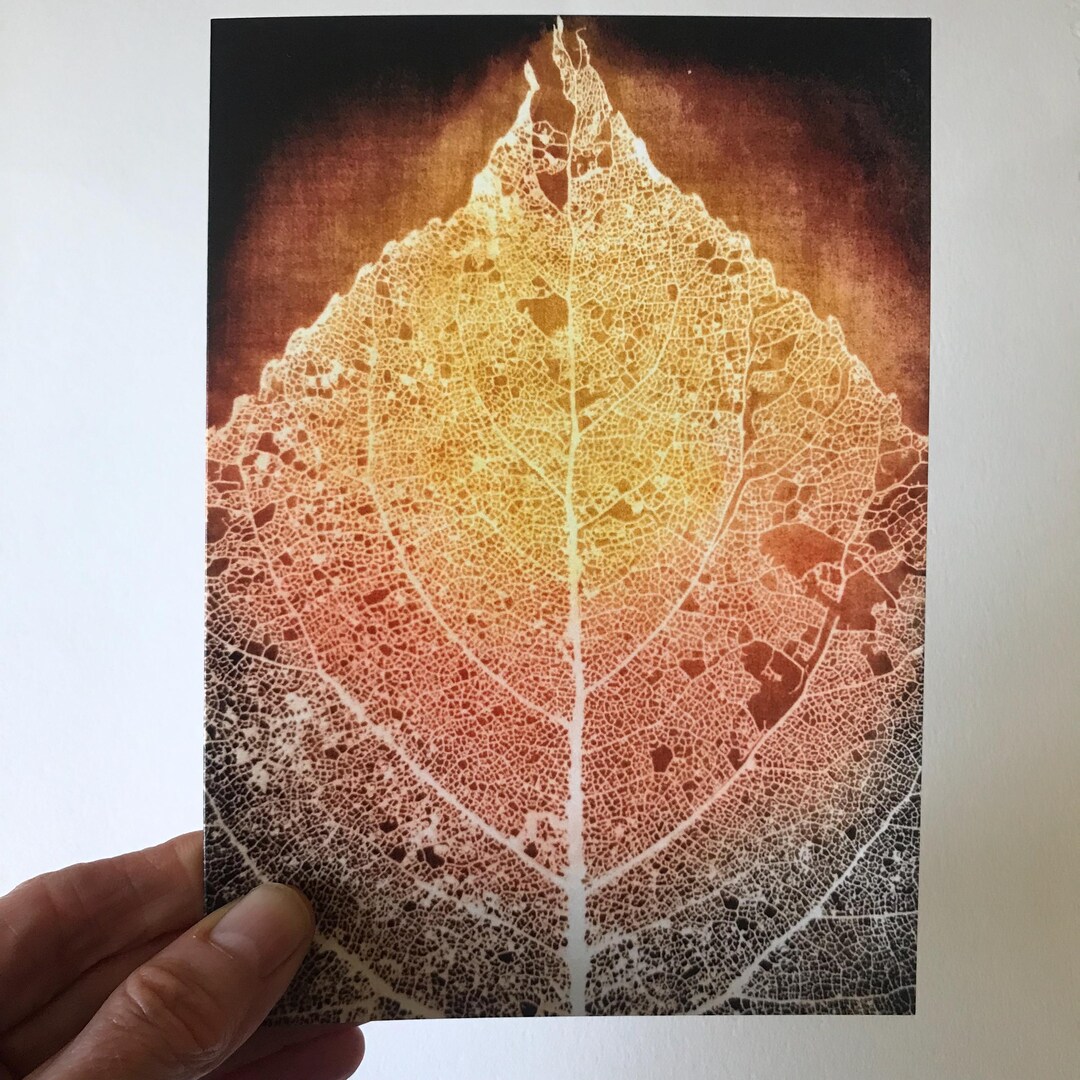 Greeting Card of Solar Etching 'the Golden Leaf' - Etsy