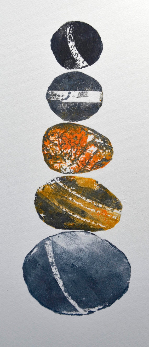Pile of Stones collagraph original print | Etsy