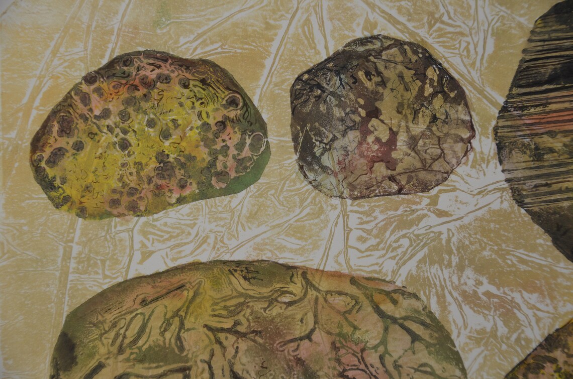 Five Stones Collagraph - Etsy UK