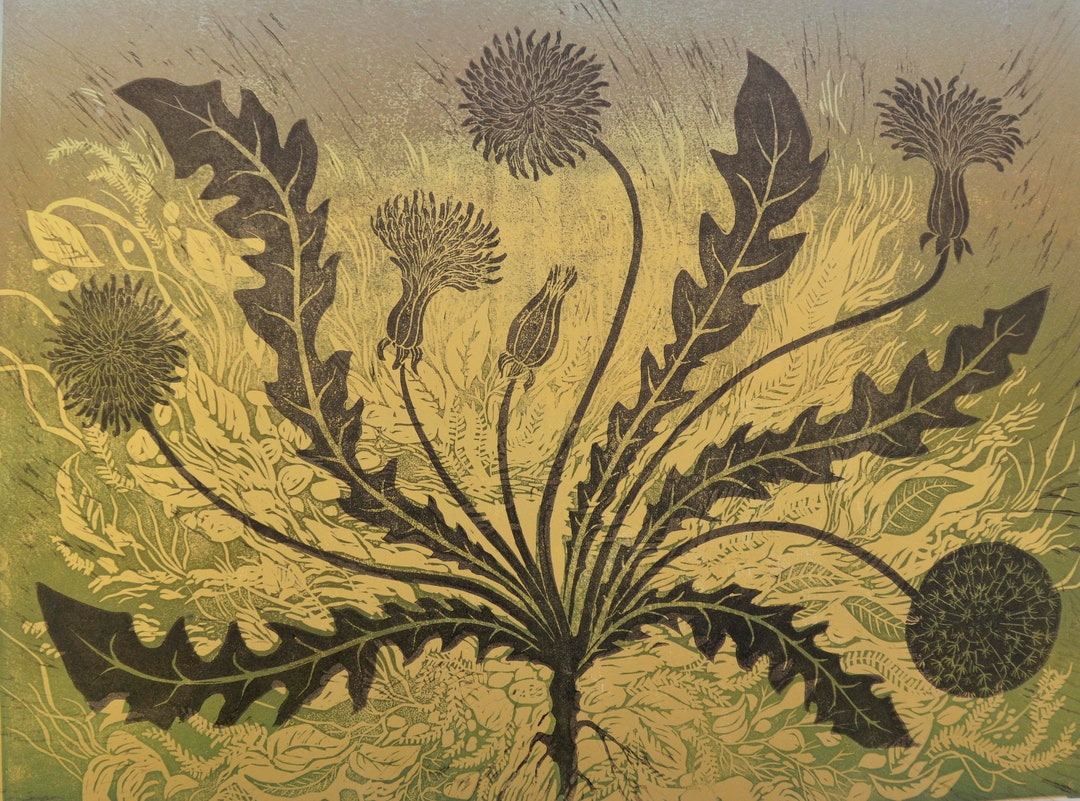 Dandelion Limited Edition Linocut - Etsy