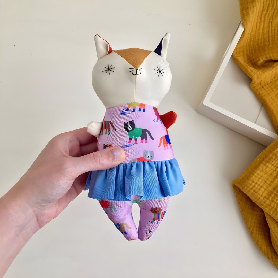 Handmade Pink Cat Doll in Tutu, With or Without Rattle - Cute Cat ...