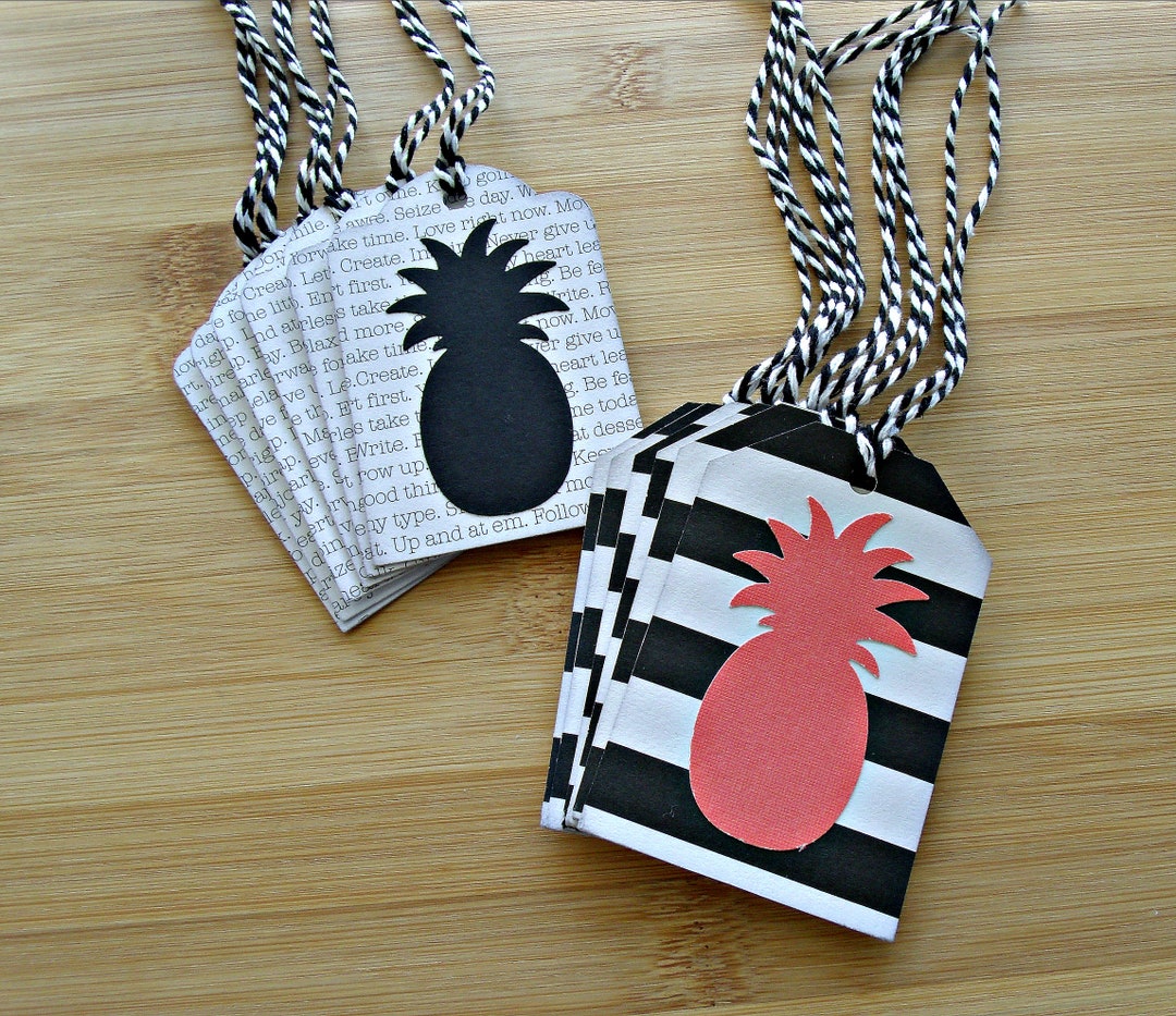 Set of 12 Pineapple Gift Tags,2 Patterns,printed Cardstock Hanging Tags ...