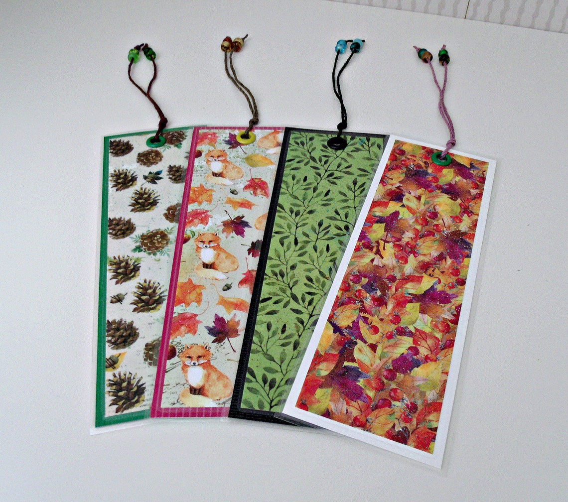 Dreams of autumn:Laminated bookmarksset of 4handmade paper | Etsy